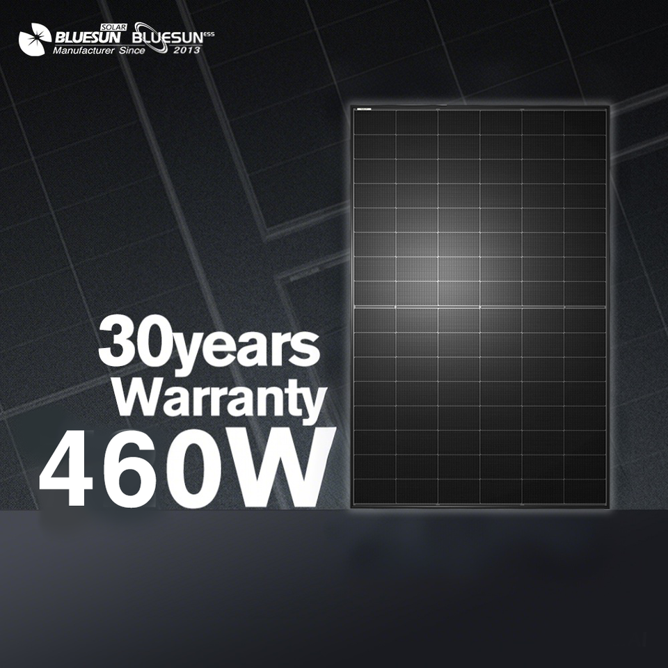 Bluesun 460W N-Type Bifacial All Black Solar Pane 30 Year Warranty ...