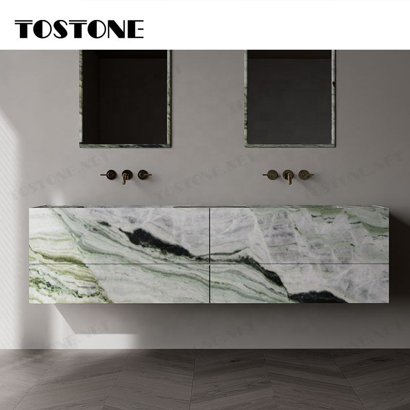 Tostone Factory Customized Light Green Jade Natural Marble Sink Vanity ...