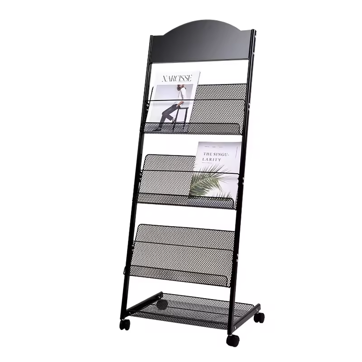 4 Tier Easy Mobility Metal Wire Magazine Book Newspaper Brochure Rack ...