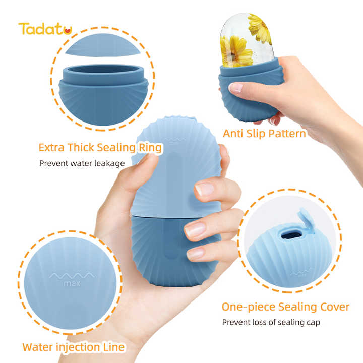 Natural Skin Face Cooler Ice Roller Facial Silicone Ice Mold Contour ...