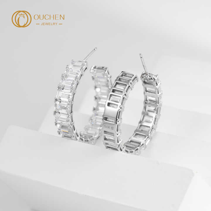 OUCHEN 2025 Classic Diamond 18k 9k Earring Elegant High Quality Color ...