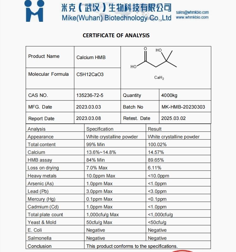 Supply CAS 135236-72-5 HMB Ca Calcium Beta-hydroxy Beta-methylbutyrate ...