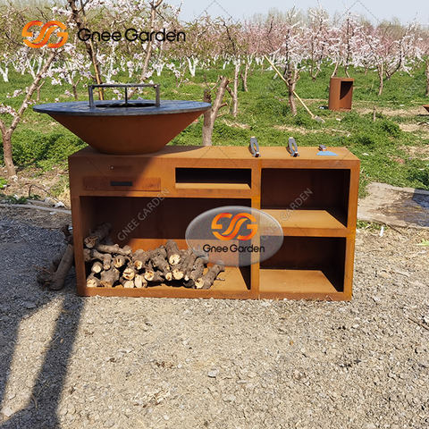 Outdoor Corten Steel European BBQ Grill - Perfect for Backyard