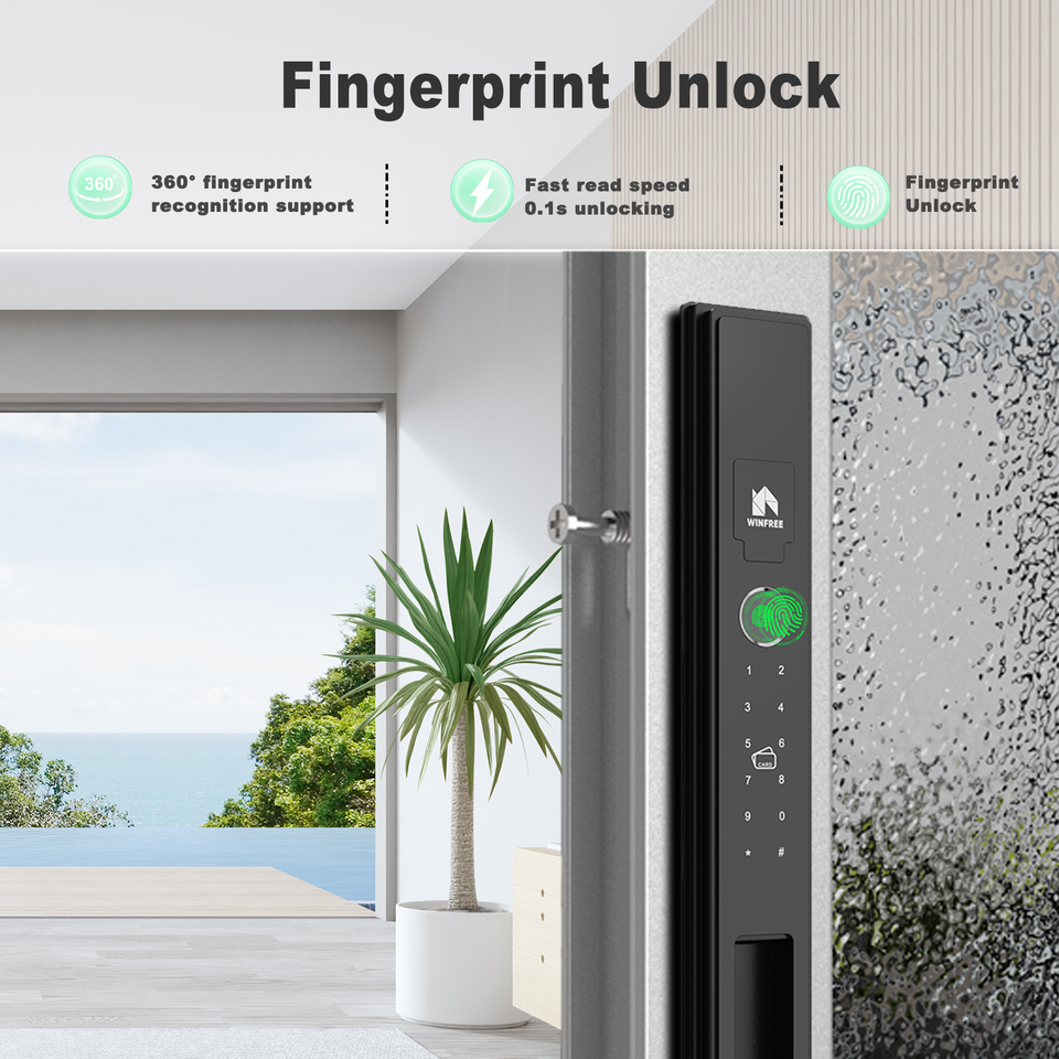 Smart Sliding Door Lock - WINFREE Fingerprint & Password