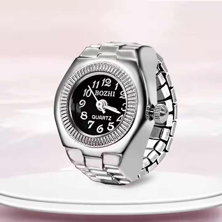 Acrylic Finger Watch Mini Elastic Strap Alloy Couple Rings