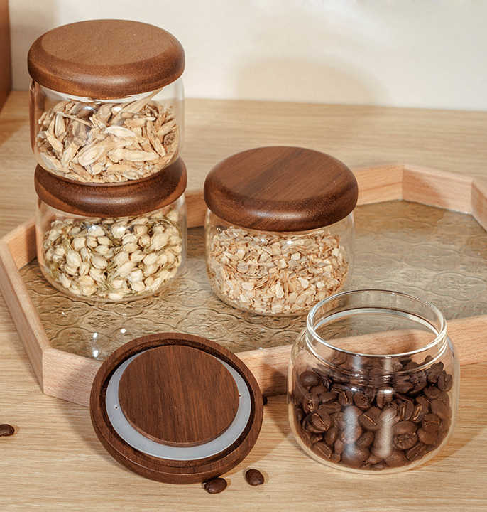 Coffee Bean Storage Container Airtight Lid Sealed Borosilicate Glass ...