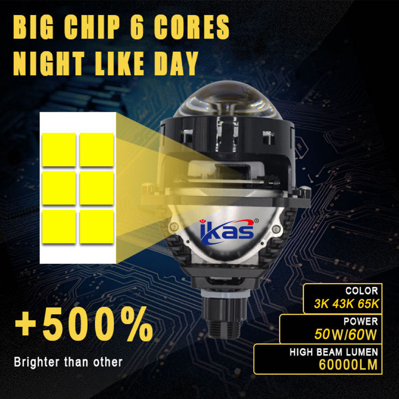 2.5 Inch Bi Led Projector Lens High Power 50W/60W 3000K 4300K 6500K H4 ...