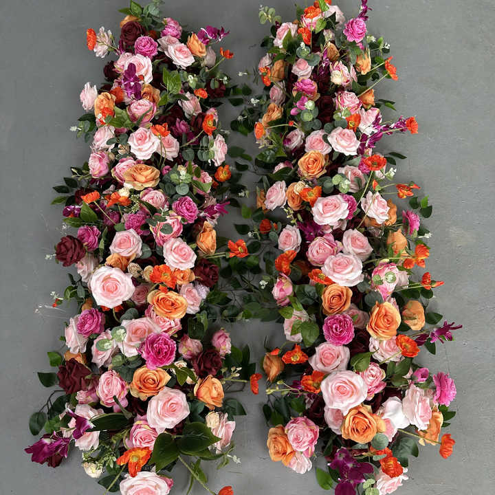 KE-FR002 Artificial Flower Aisle Runner White Rose Flower Runner ...