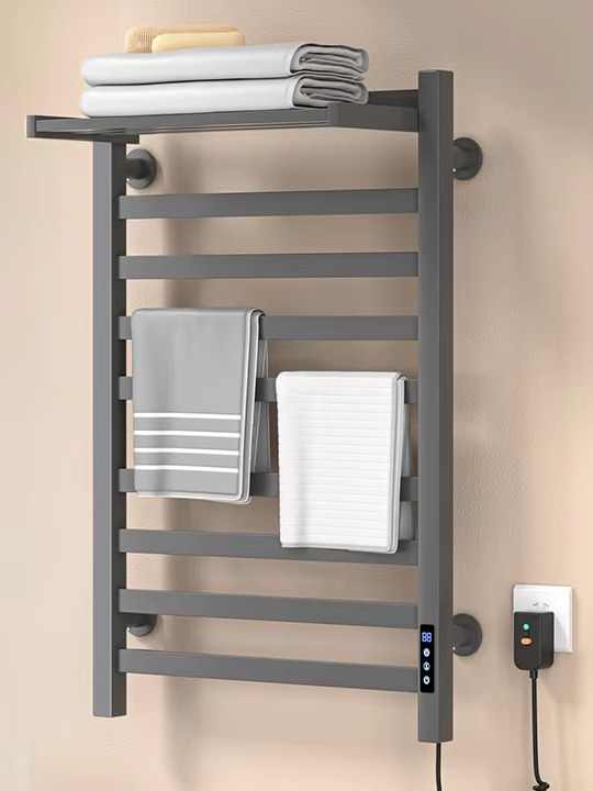 Foldable Heated Towel Rack Wall Mounted Electric Heating Bathroom ...