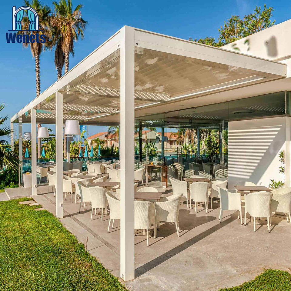 Aluminum Motorized Louver Mechanism Outdoor Pergola for Restaurant ...