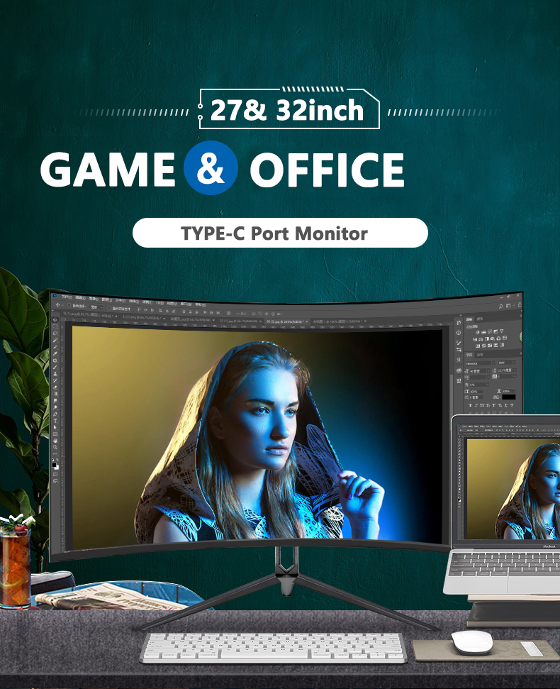 Hot Sale 144HZ Computer Monitor Portable Curved High Resolution Vivid ...