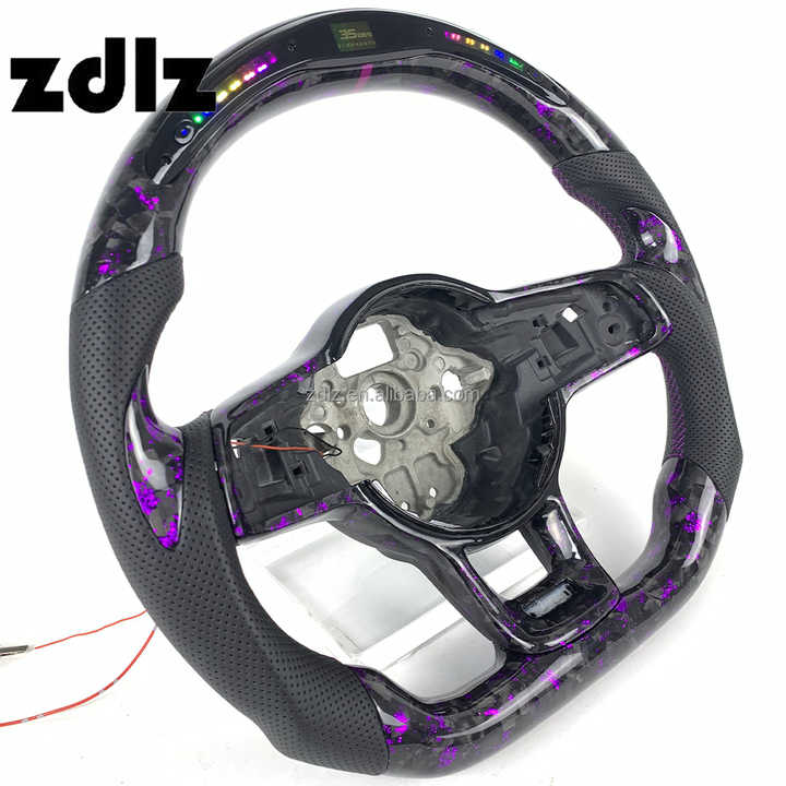 Custom LED Purple Forged Carbon Fiber Steering Wheel for VW Golf - OEM