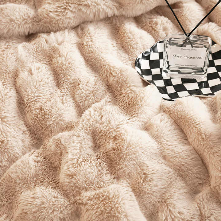 Nature Velvet Throw Blanket Light Luxury Warm Faux Fur Sofa Blanket Nap ...