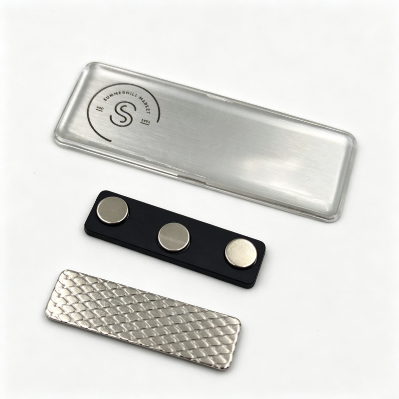 76x26mm Metal Custom logo Stainless Steel Name Badge Magnet With ...