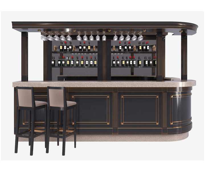Antique Wooden Home Bar Counter - Oak Mobile Bar Table