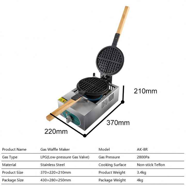Wholesale FY-8R Flip LPG Gas Waffle Maker Machine Commercial Gas Waffle ...