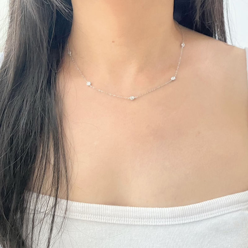925 Silver Cubic Zirconia Bezel Necklace Sterling Silver Fine Jewelry ...
