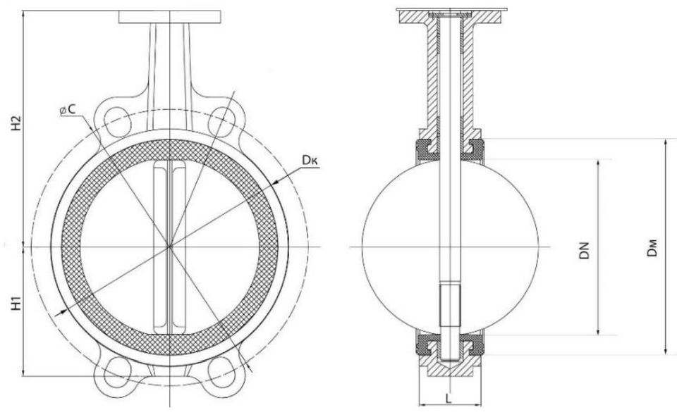 stainless steel AISI 316L Butterfly Valve DNOVA WBV3232E-2W-Fb-H 16 bar ...