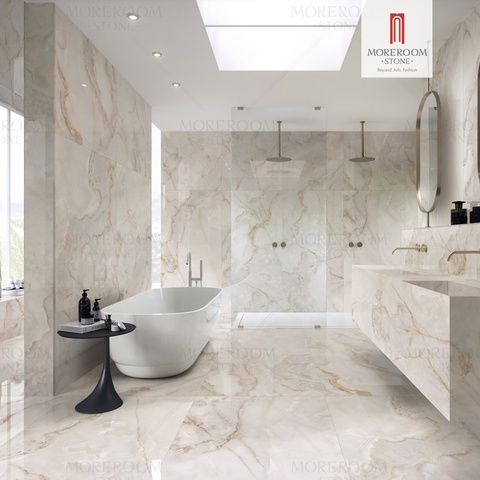 Modern Panda White Marble Sintered Stone Bathroom Cabinet Vanity Top ...