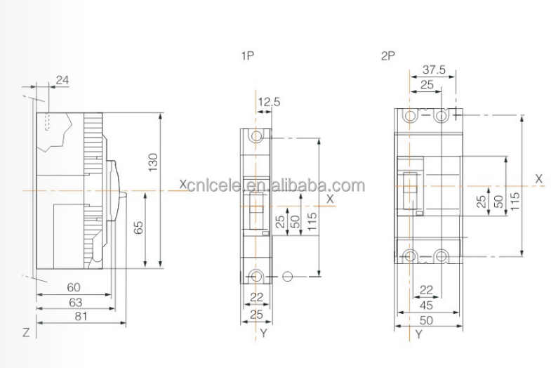 2P 3p 4p Easypact EZC 100 MCCB Molded case Circuit Breaker with 15A 16A ...