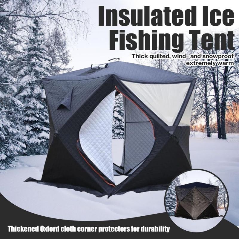 Dual Layer Insulated Thermal Ice Fishing Hut Design Spacious 4 Person ...
