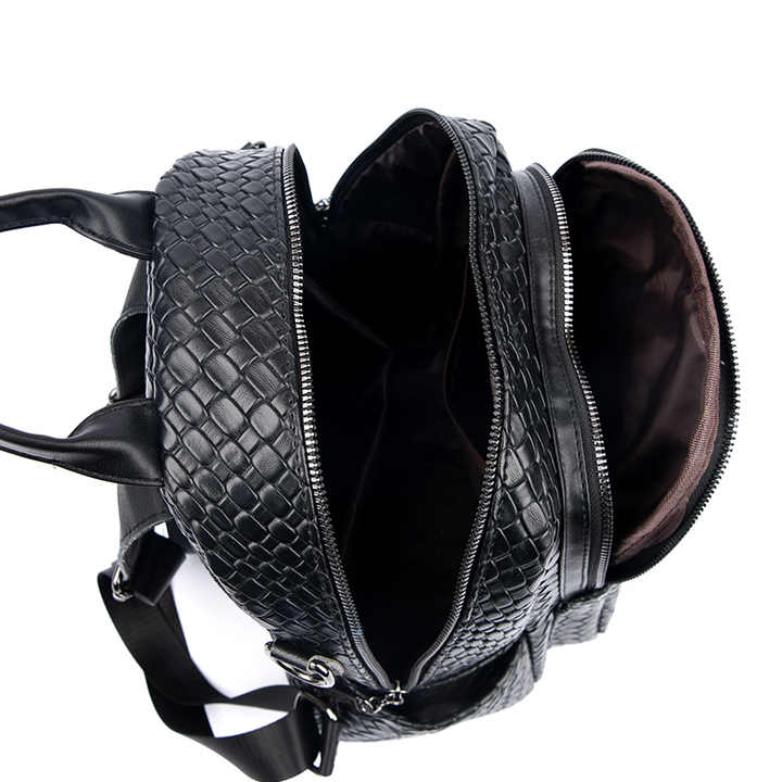2024 Classic Design Black PU Leather Anti Theft Backpack