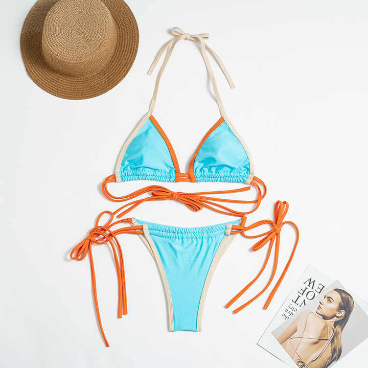 Sexy Two Piece Bikini Set for Women - Halter Tie-up Swimsuit