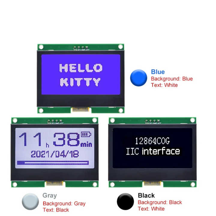 12864 IIC LCD Module - 128x64 Dot Matrix Screen Board