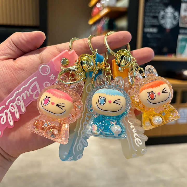 Creative Labubu Cartoon Flowing Sand Keychain Cute Ornament Doll Bag ...