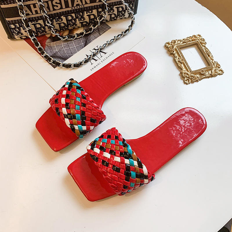 Spring Summer 2024 Women's One Word Flat Bottom Fashion Slippers