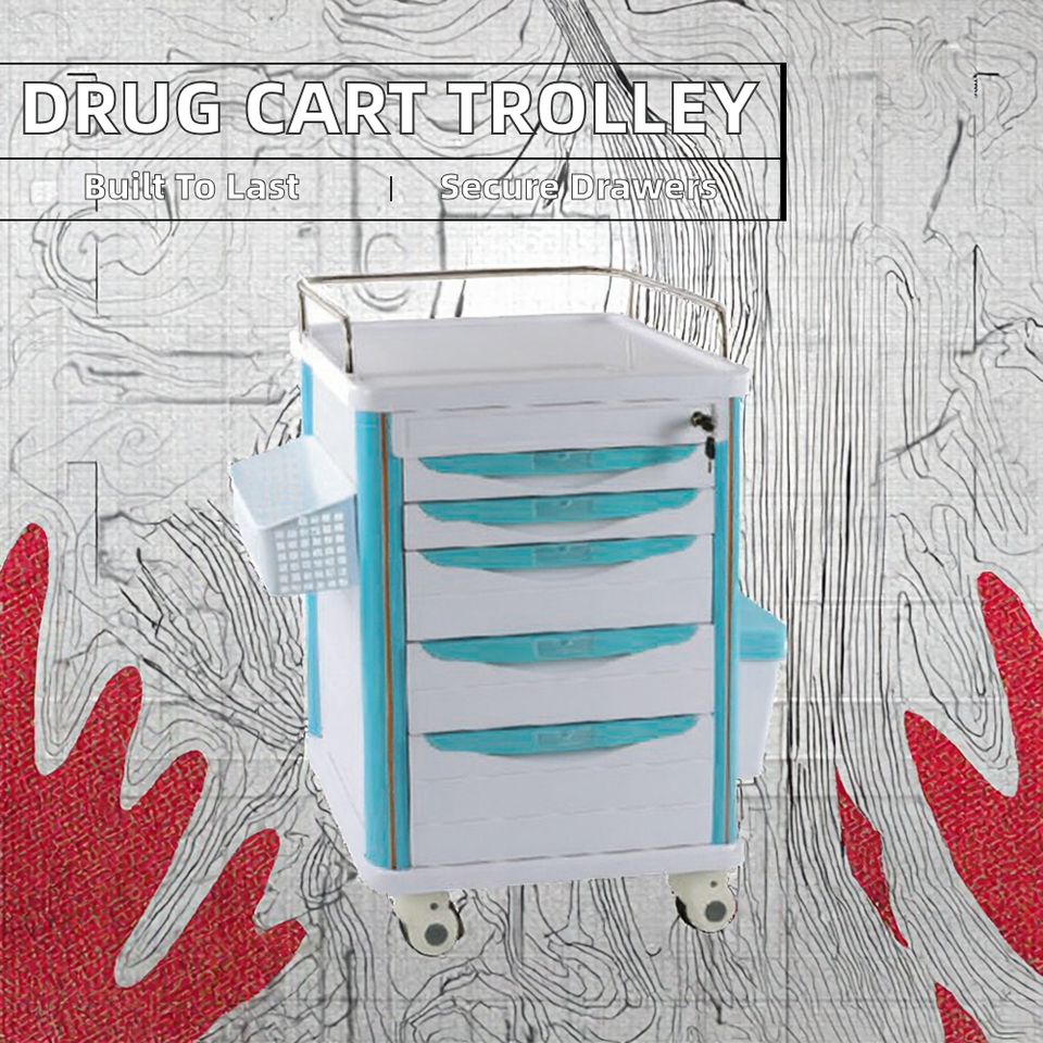 HOSPITAL ANAESTHESIA DRUG CART ABS CLINIC EMERGENCY MEDICAL TROLLEY ...