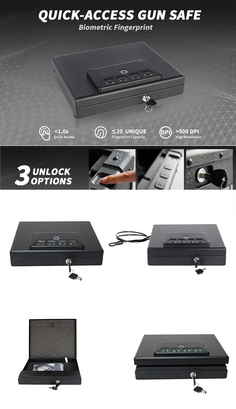 GunAlly Biometric Gun Safe Box Fingerprint Lock or Key Pad Smart Gun ...
