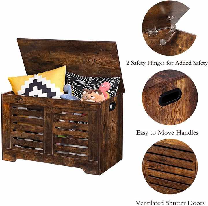 Chest Storage Baul De Madera Flip Top Retro Vintage Wooden Toy Treasure ...