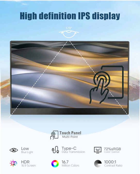 18.4inch Portable Monitor OLED 144hz 4K 3840x2160 1000:1