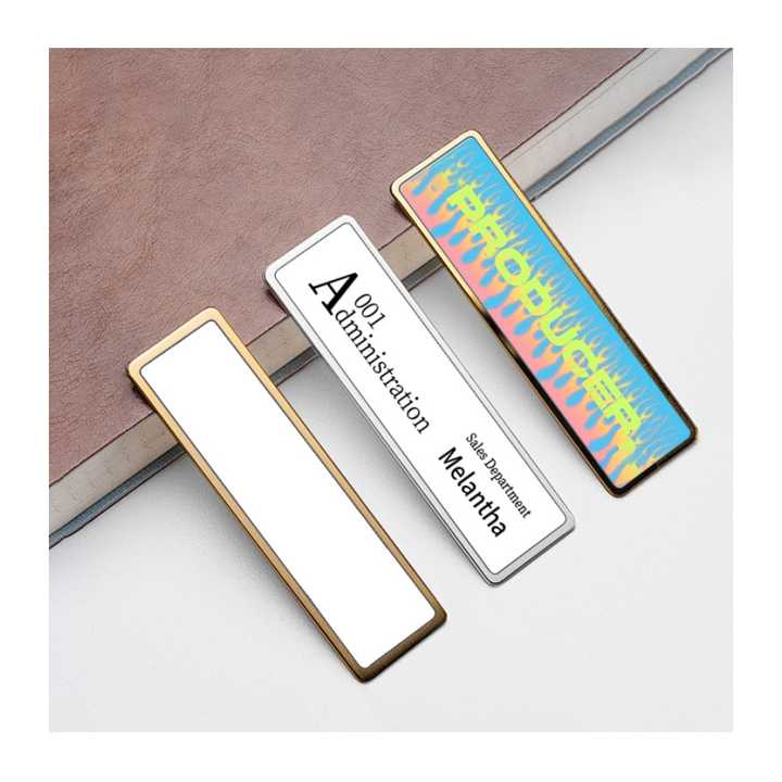 Custom Blank Name Tag Badge Custom Logo Gold Metal Sublimation Staff ...