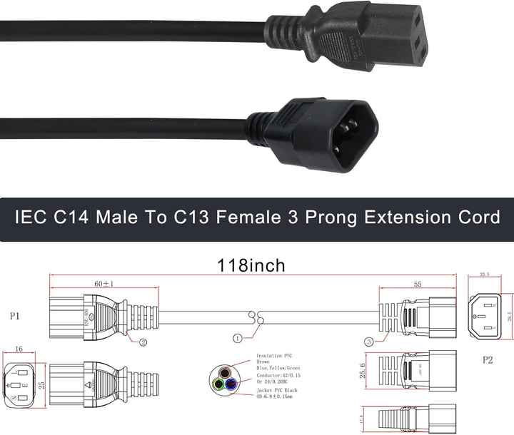 C13 to C14 Power Cord - Reliable AC Extension Solution