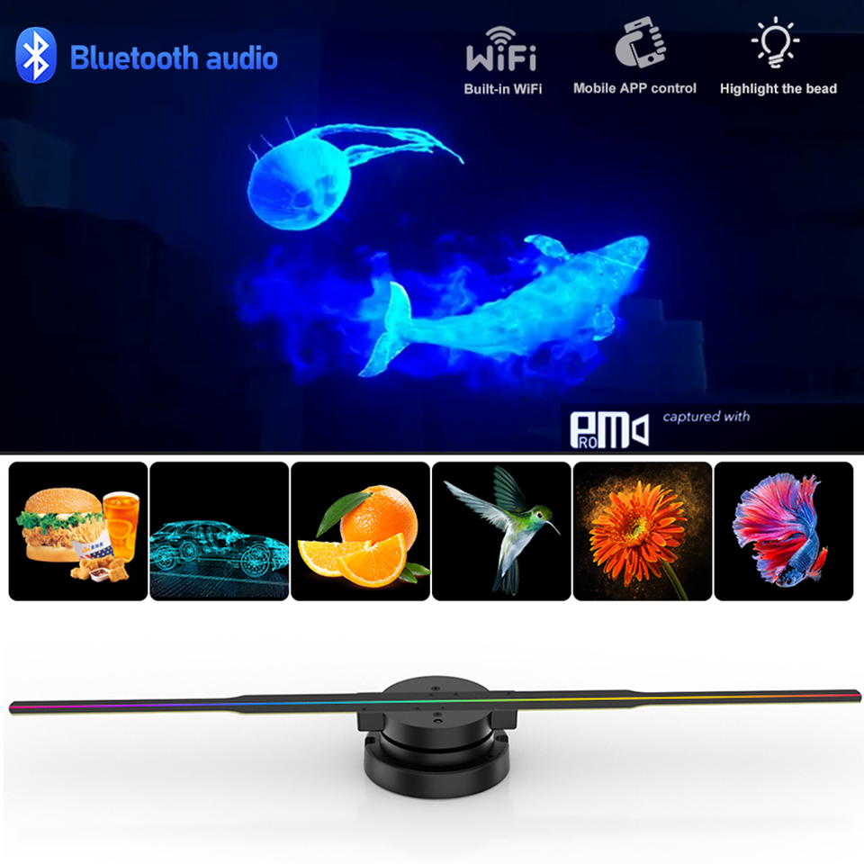 3D Hologram Fan Projector 42CM - WiFi & Bluetooth Advertising Display ...