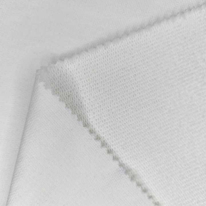 Solid White 400GSM Organic Cotton Terry Fabric for Hoodies