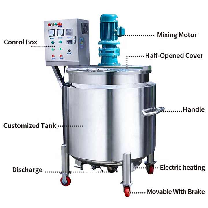 50L-500L Stainless Steel Mixing Tanks with Agitator