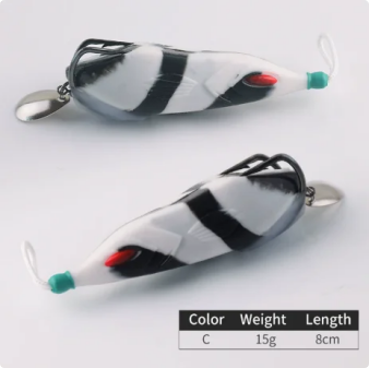 Flying Fish Modified Leper Frog 15g Upturned Blood Groove Double Hook ...