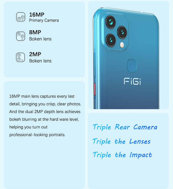 잠금 해제 비용 효율적인 4G 스마트 폰 4GB + 64GB FIGI NOTE 1 LITE 6.6 인치 화면 4500mAh ...