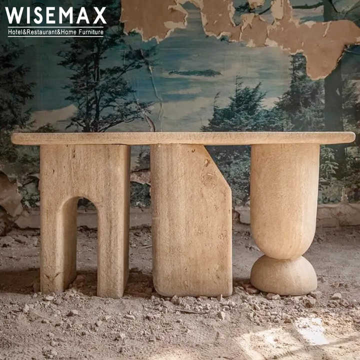 WISEMAX Italian Design Hall Way Console Table Furniture Natural Marble ...