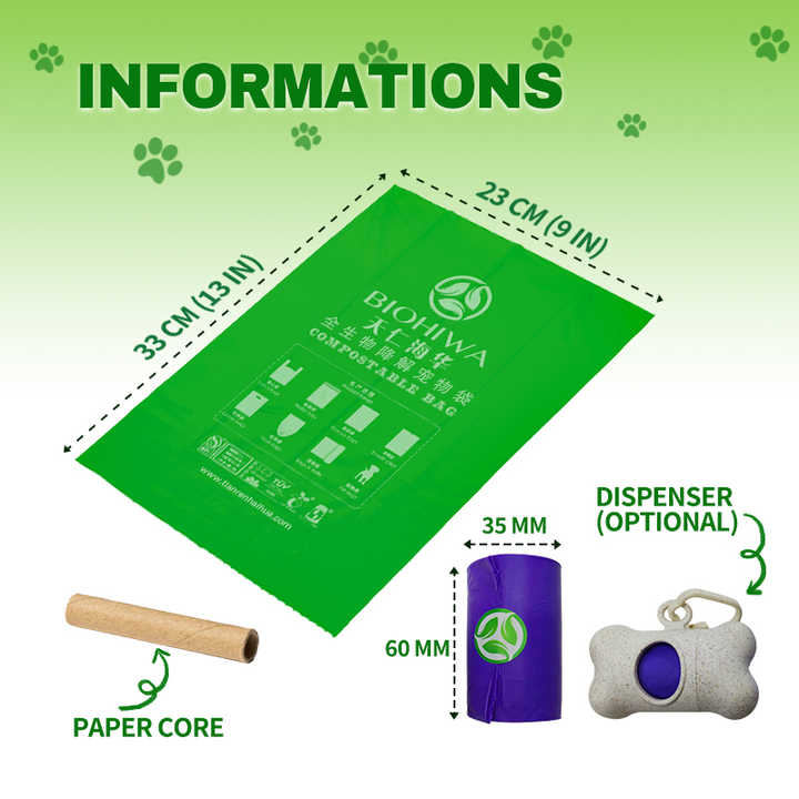 ASTM D6400 Certified Compostable Dog Poop Bags Custom Logo Printed ...