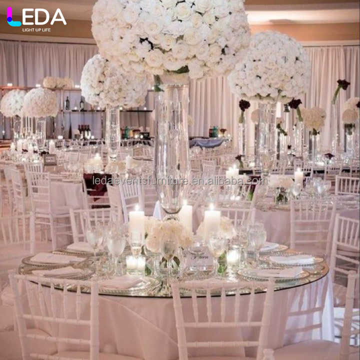 LEDA Popular Wedding 60 Inch Round Table Cutting Gold and Silver PE ...