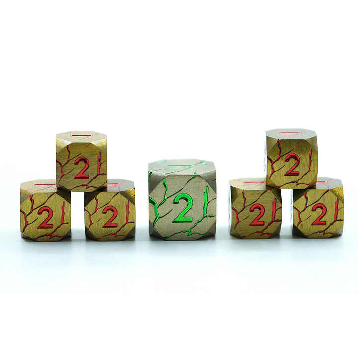 Single 6-Sided Gold Metal Polyhedral Square Dice Zinc Alloy Crack Shape ...