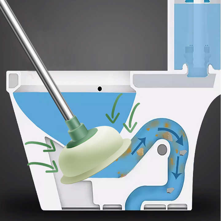 Custom Toilet Plunger with Long Stainless Steel Handle and Rubber ...