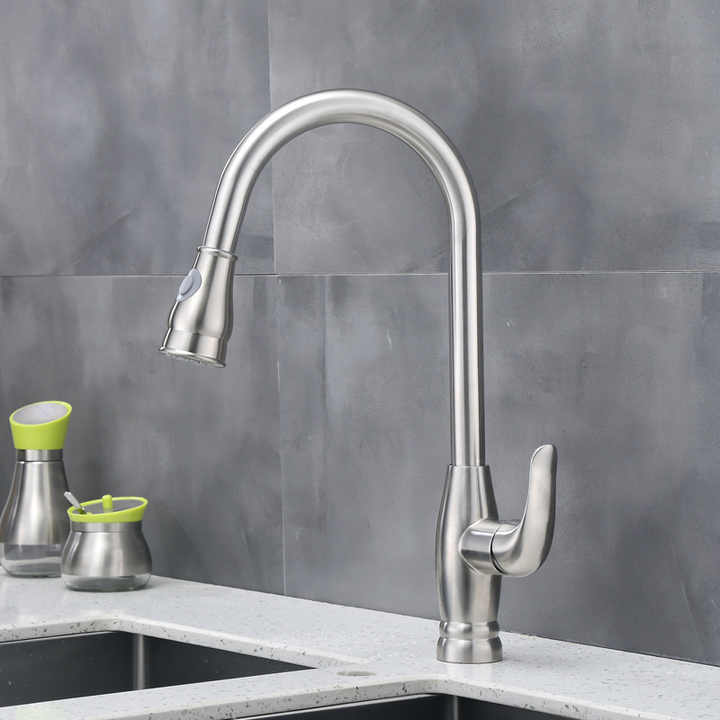 Modern Classic Stainless Steel 304 Kitchen Faucet Pull Out Sprayer Sink Water Tap with Mixer ...