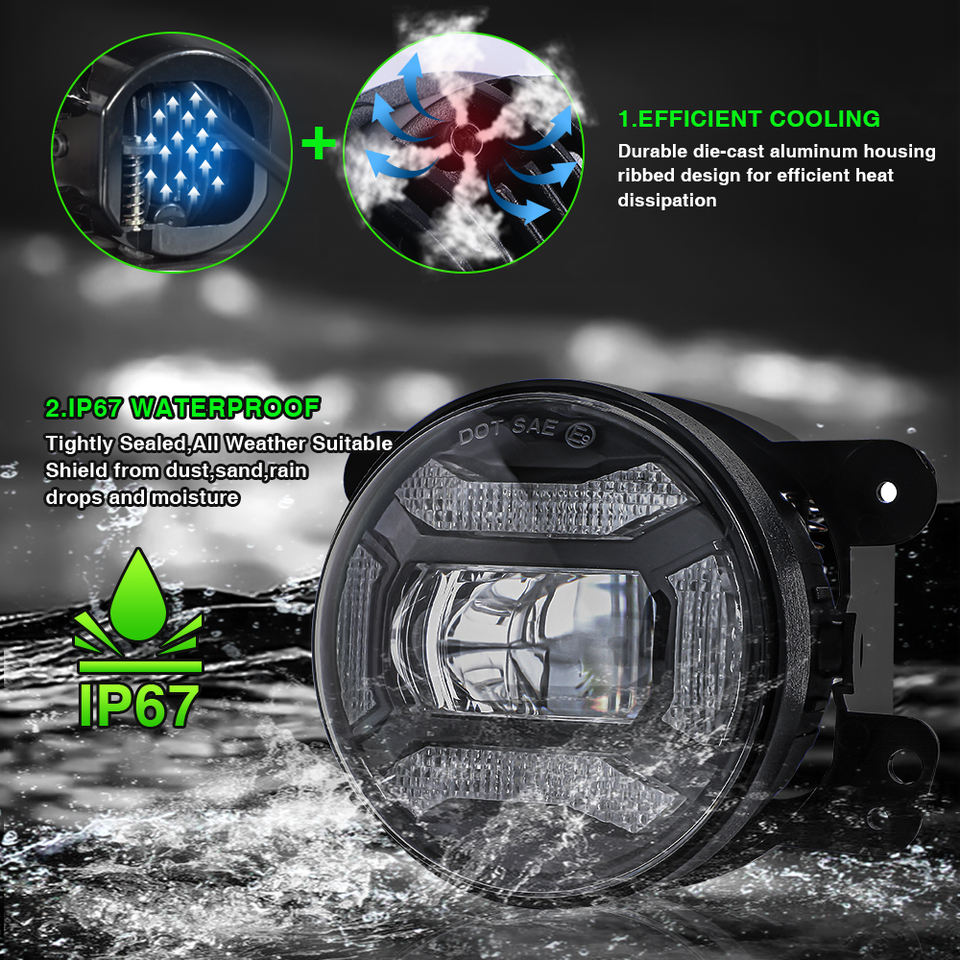 LOYO 4" Inch LED Fog Lights Driving Lights with Position Light for Jeep ...