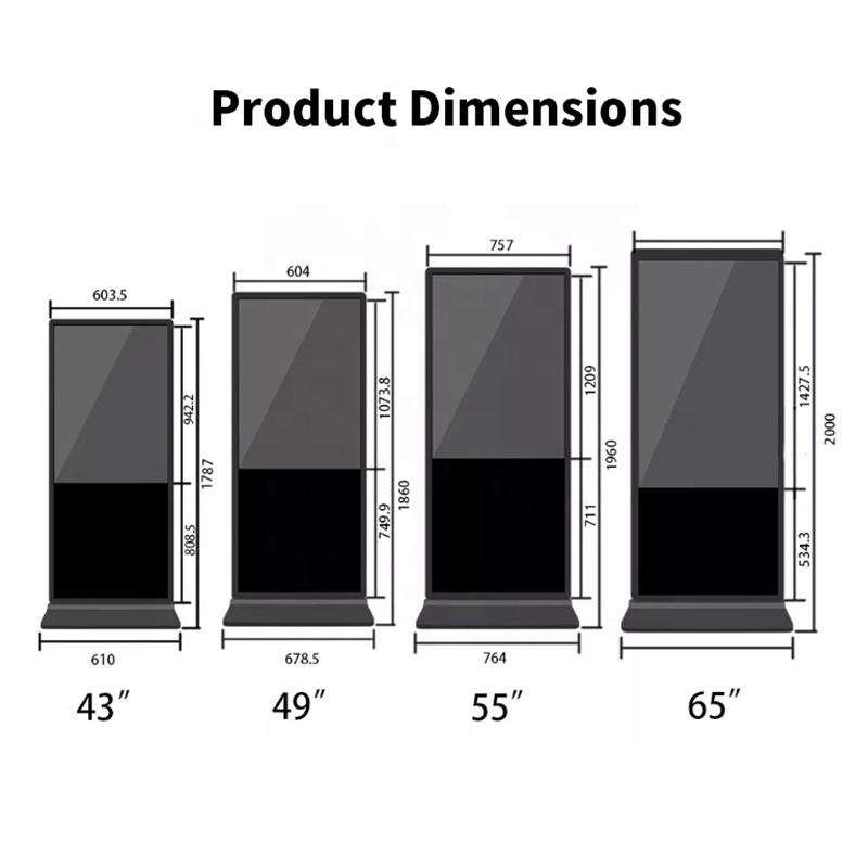 43 49 55 Inch Indoor Android Floor Stand Touch Screen Display ...