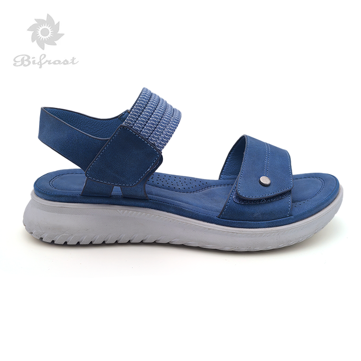 Factory Price Adjustable Strap Design Women's Blue Flat Sandals Summer ...